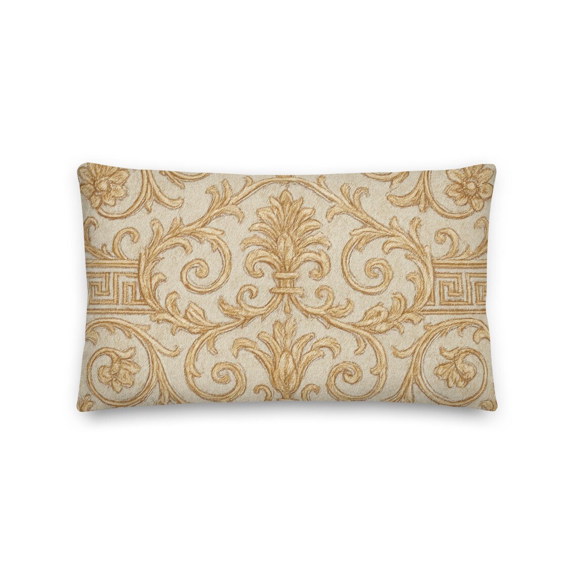 Ornate Gold Lumbar Pillow, Baroque Style, Vintage Luxury Decor, Greco ...