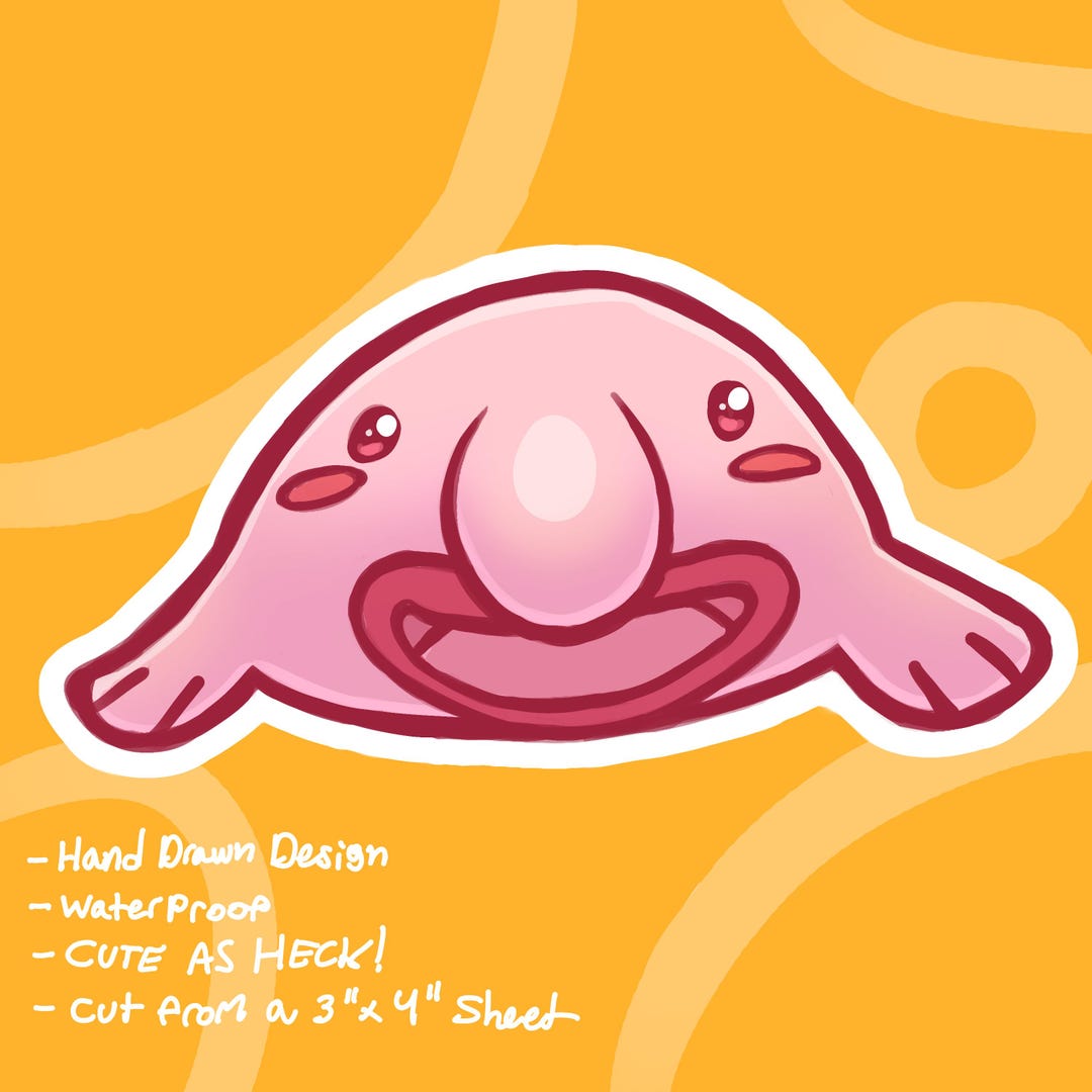 Happy Blobfish Vinyl Decal Sticker - Adorable Sea Creature, Laptop ...