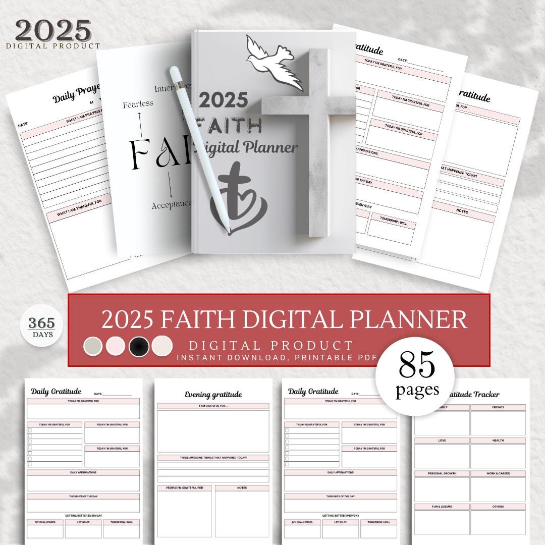 2025 Faith Digital Planner, Bible Study Organizer, Prayer Journal ...