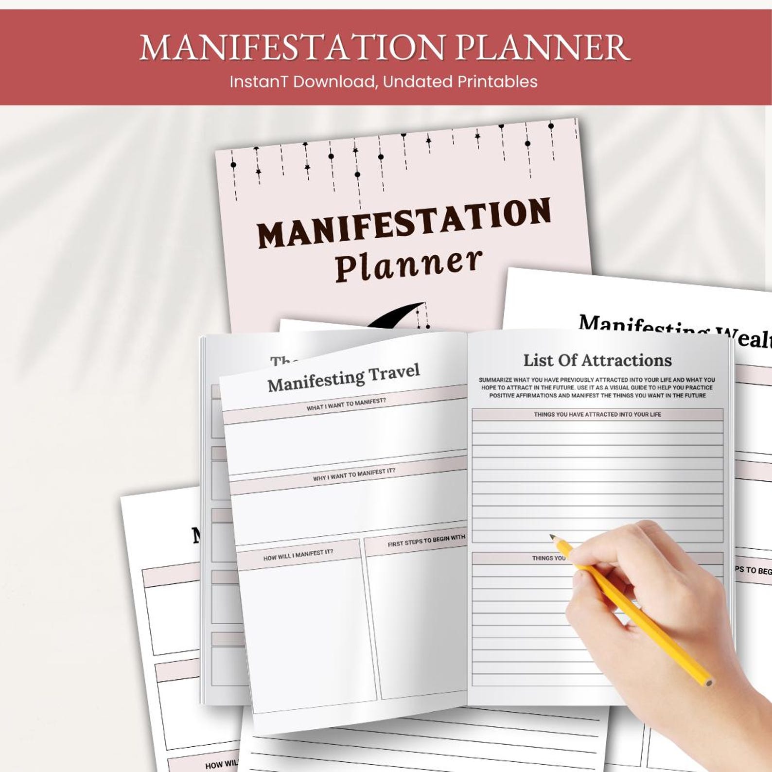 Manifestation Planner With Vision Board, Law of Attraction Journal ...
