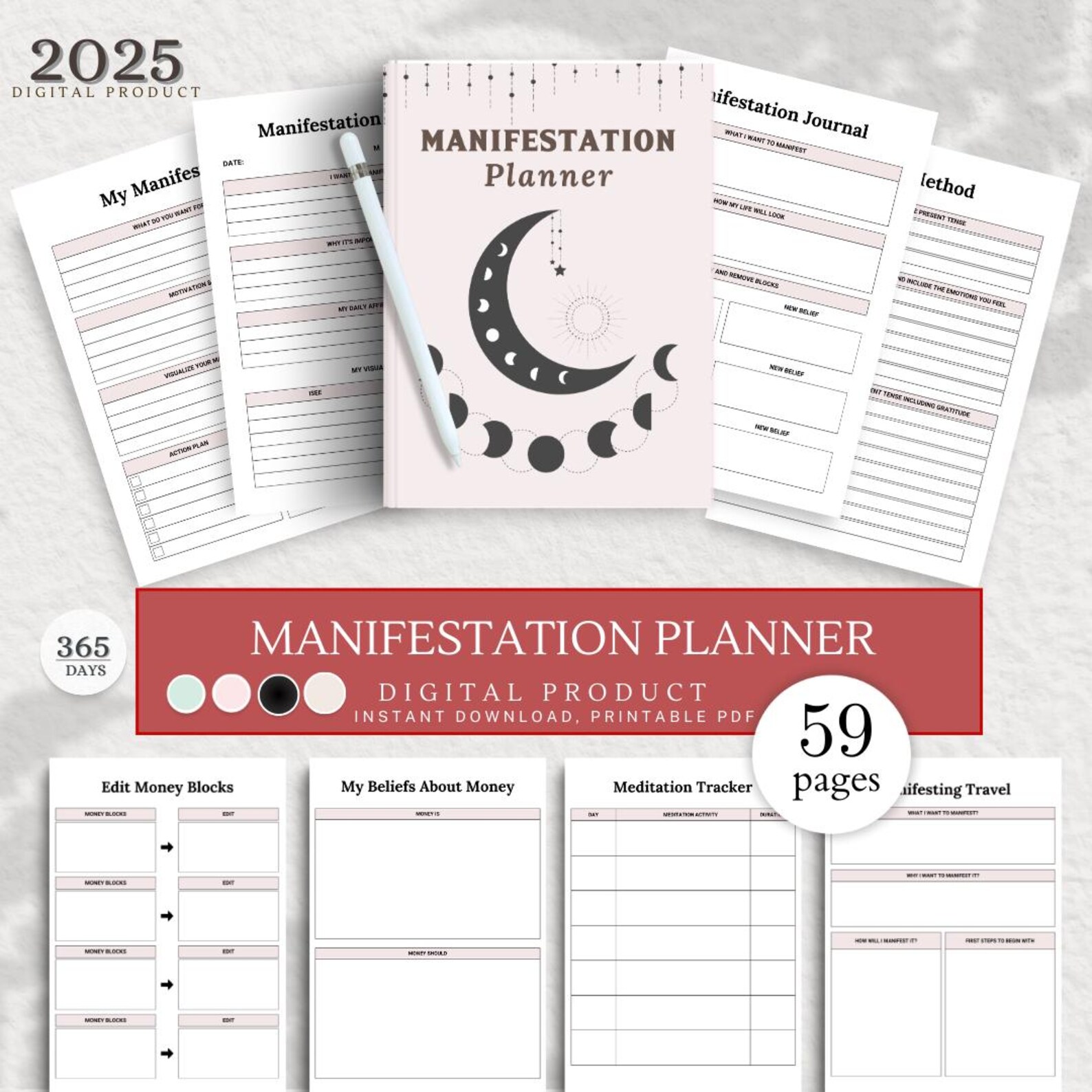 Manifestation Planner With Vision Board, Law of Attraction Journal ...
