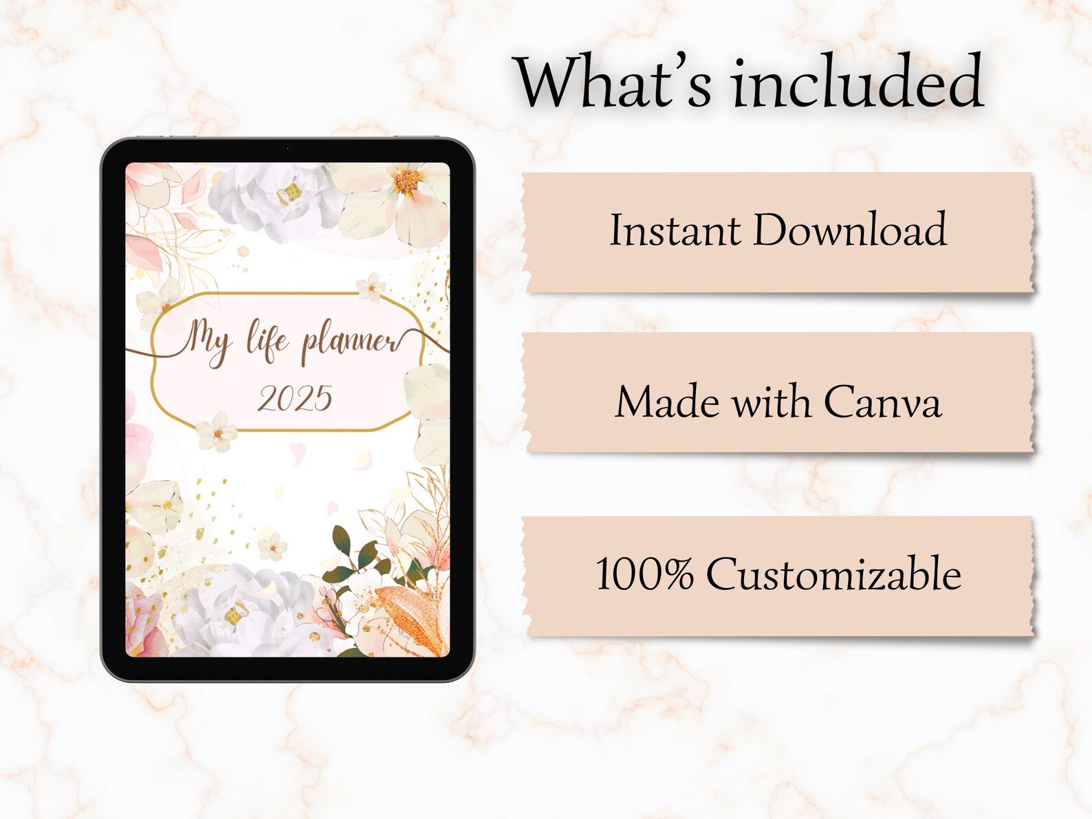 Printable Planner Bundle, Floral Planner, Editable Canva Template ...