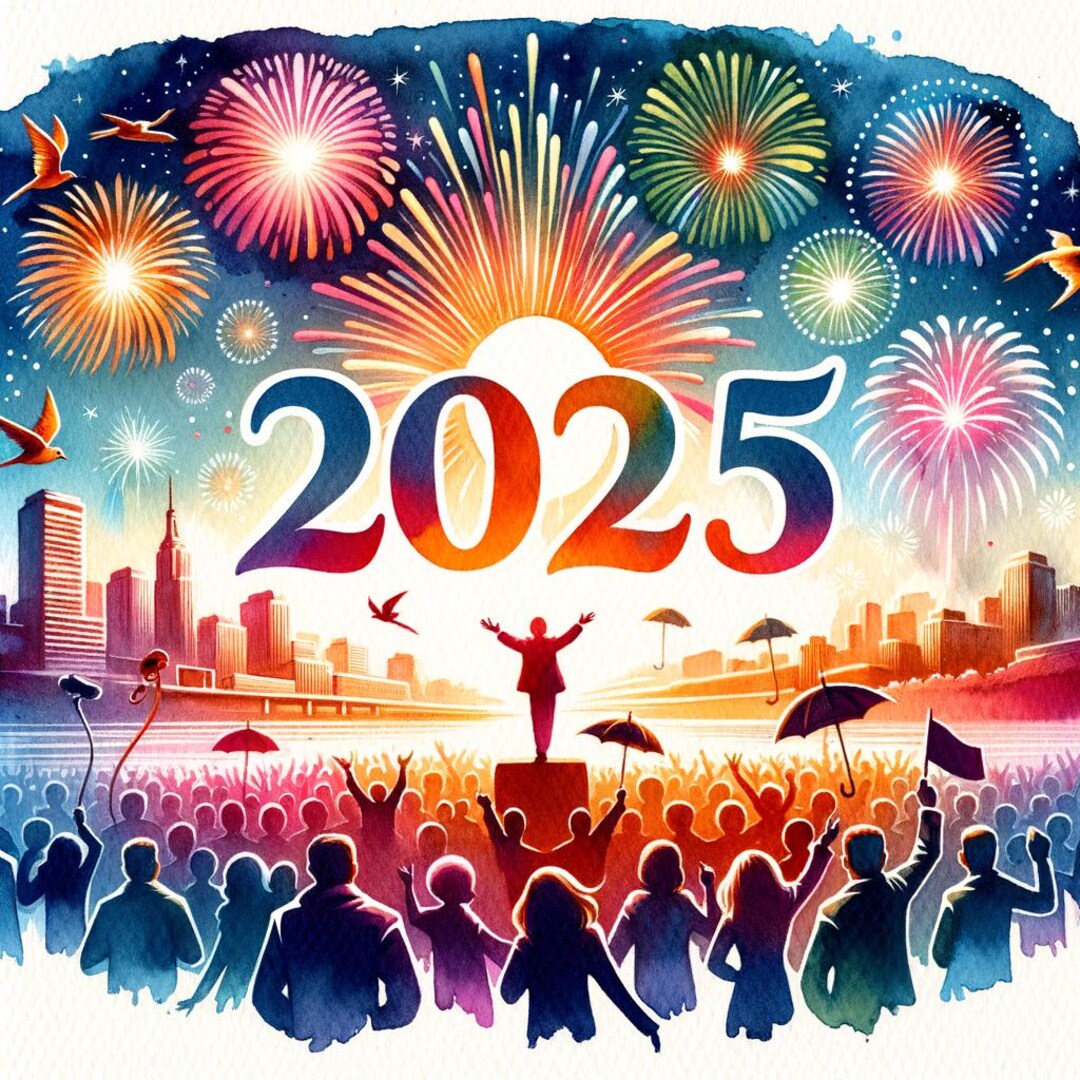 New Year Clipart, Happy New Year, 2025, Party Clipart, Festive Holiday ...