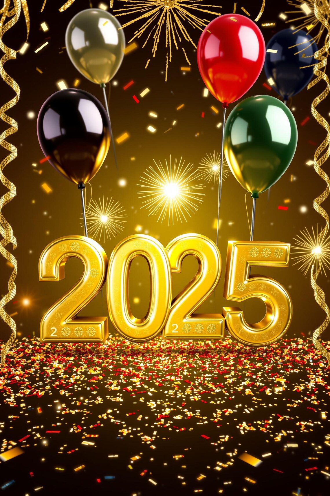 New Year Clipart, Happy New Year, 2025, Party Clipart, Festive Holiday ...