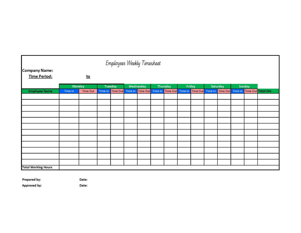 15-page Bundle Includes 2 Printable Weekly Timesheet Templates and a ...