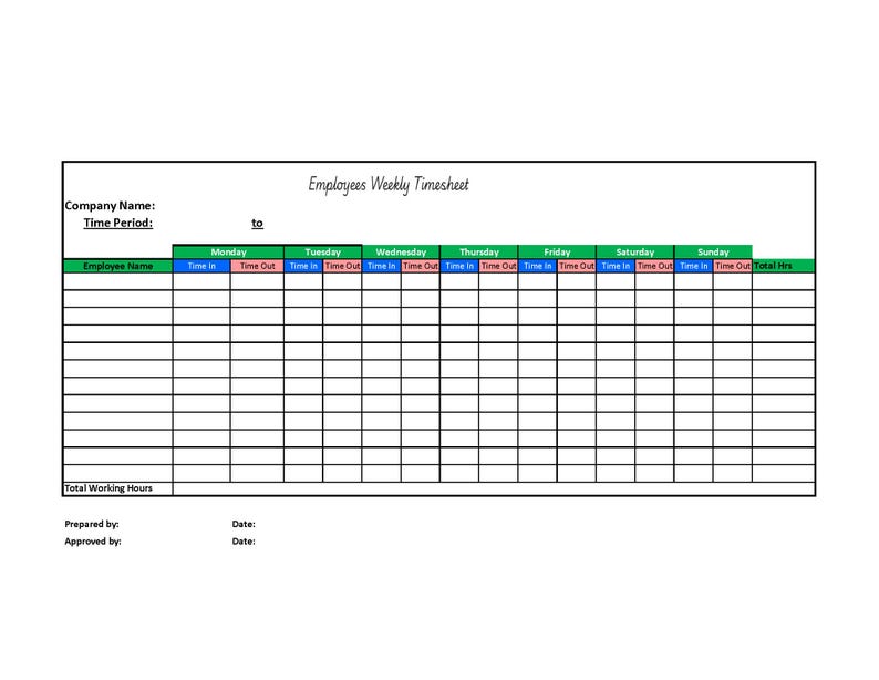 15-page Bundle Includes 2 Printable Weekly Timesheet Templates and a ...