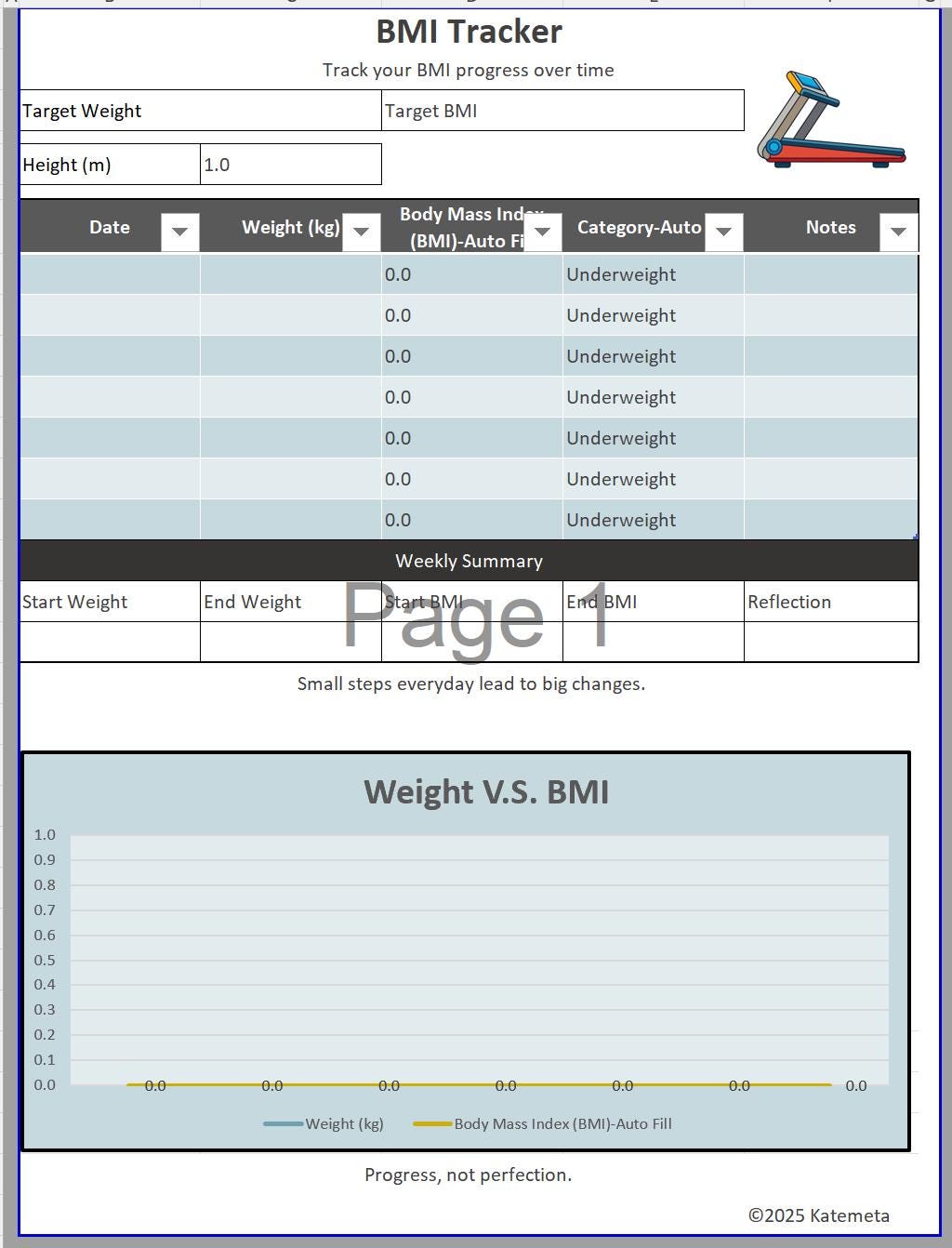 Printable BMI Tracker | Editable Excel BMI Sheet | Fitness Progress ...
