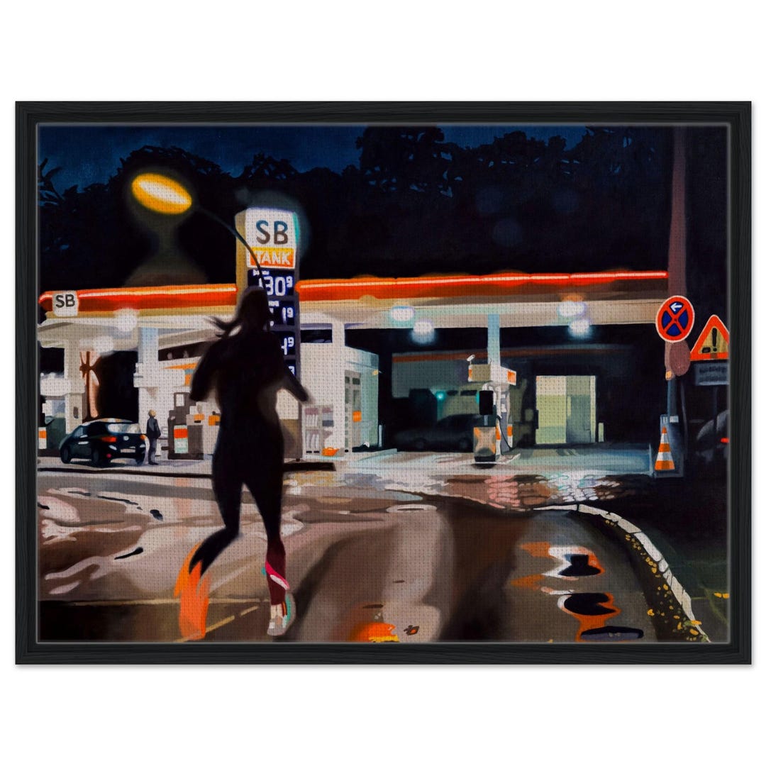 Gas Station, Print of an Oil Painting, Framed Canvas 60 X 80 Cm / 24x32 ...
