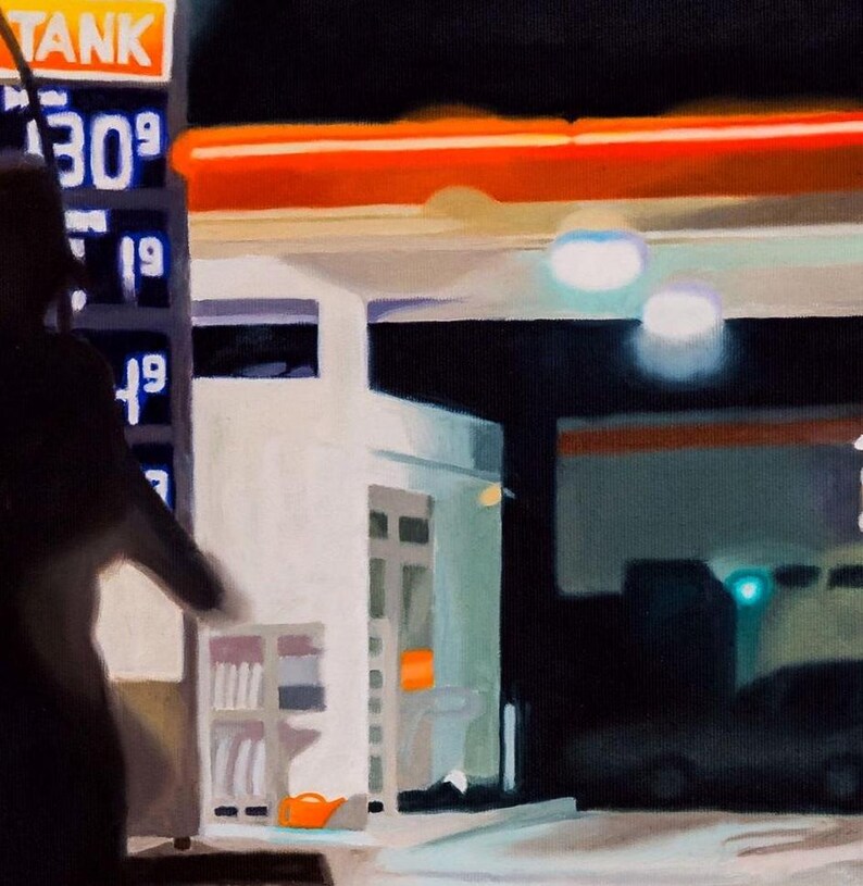 Gas Station, Print of an Oil Painting, Canvas 60 X 75 Cm / 24 X 30″ - Etsy