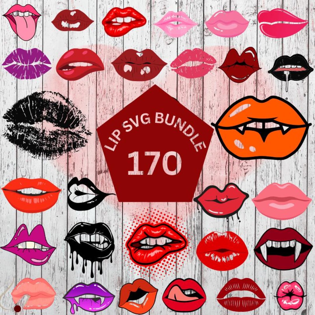 Lippen SVG Bundle: 150+ Kuss Clipart, Silhouette Schnitt Dateien ...