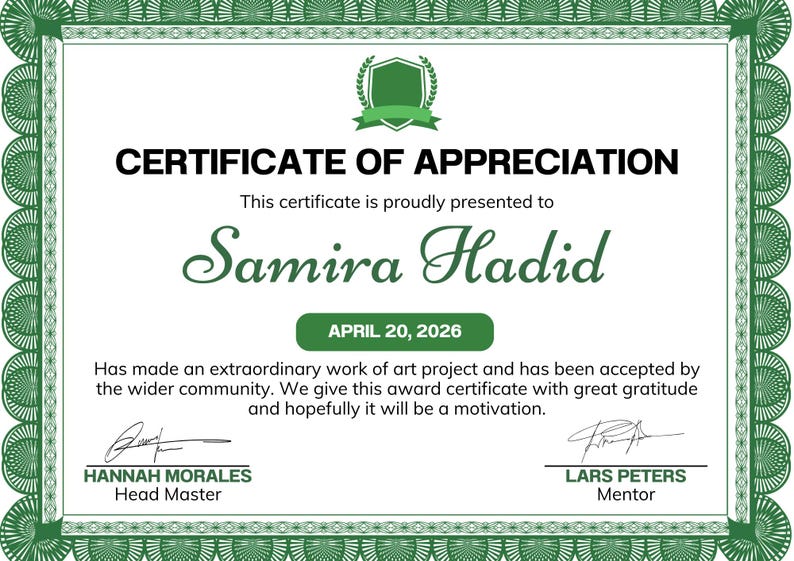 Editable Certificate of Appreciation: Elegant Printable Award (instant ...