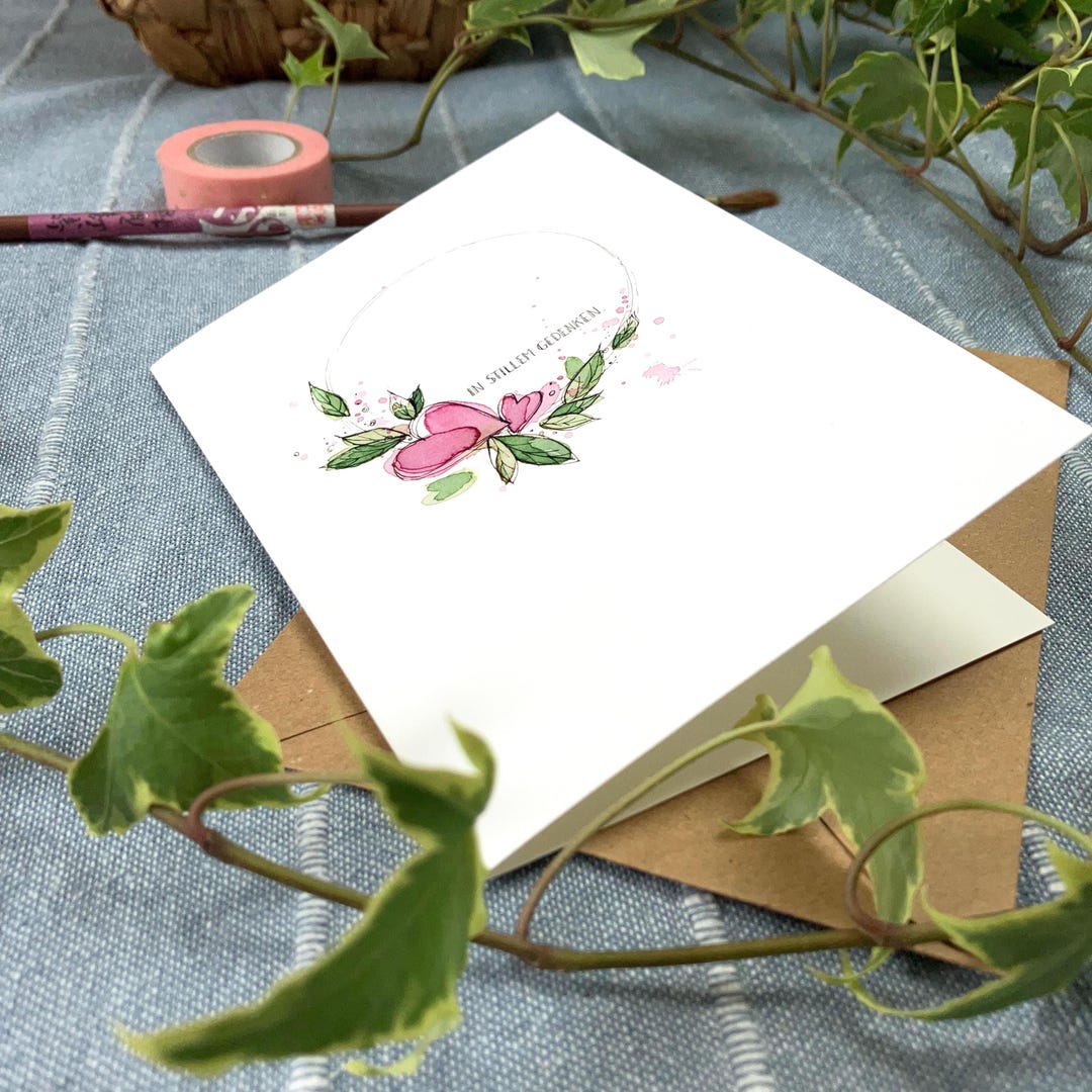 Sympathy Card | Folding Card A6 | in Silent Remembrance | Watercolor ...