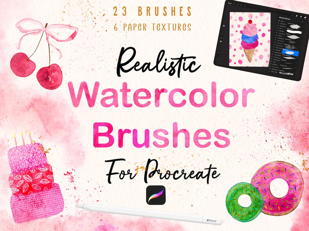 Realistic Procreate Watercolor Brush and Paper Texture Set | Beginner ...