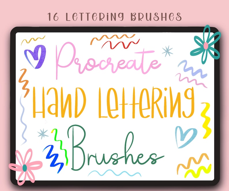 Hand Lettering Brushes for Procreate | Set of 16 Brushes | Calligraphy ...