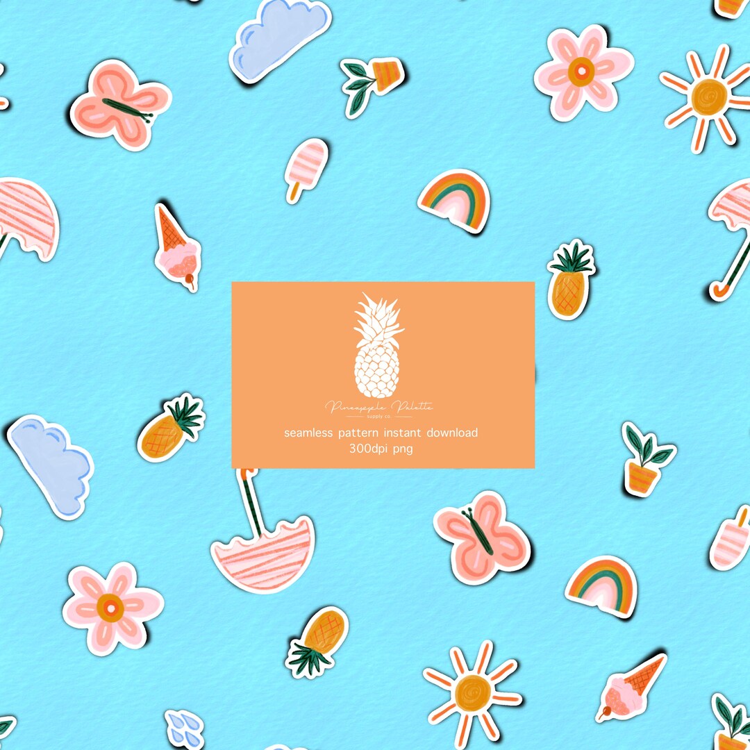 Sticker Effect Seamless Printable Pattern for Fabrics and Crafts ...