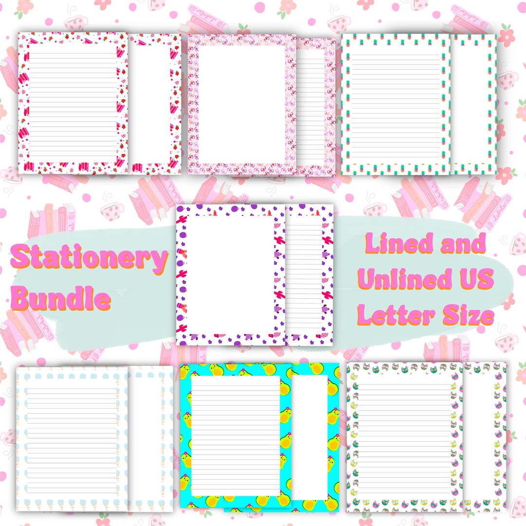 Cute Printable Stationery Instant Download Digital Note Paper Papers ...
