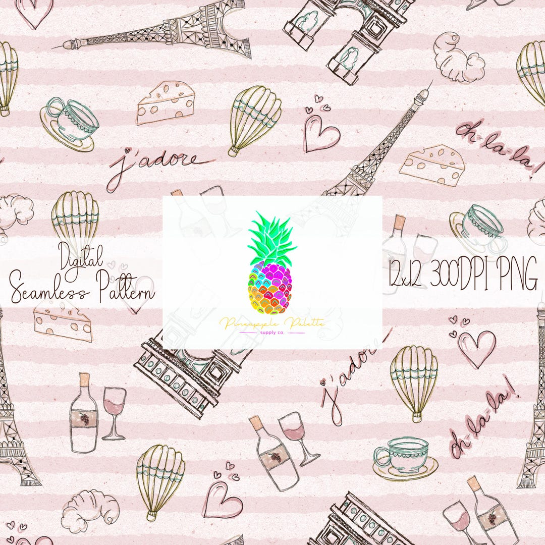 Paris Seamless Pattern Pattern for Crafts Design Papers 300DPI PNG ...