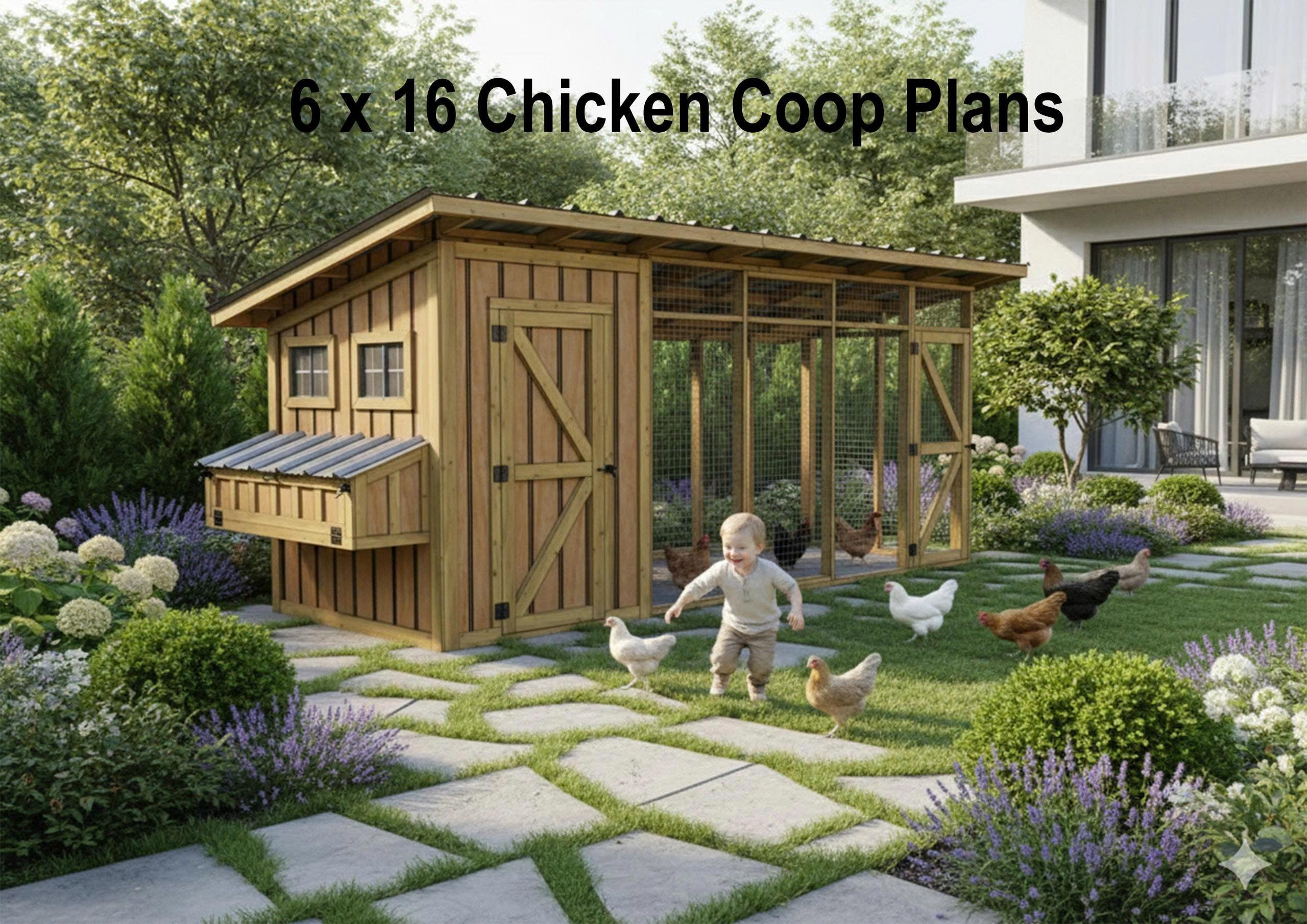 6x16 Chicken Coop Plans With Run: DIY Build (PDF Download)15chickens - Etsy