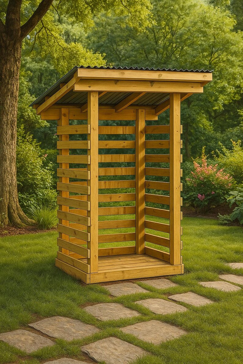 DIY Firewood Shed Plans: Outdoor Wood Rack, 2 Cord Storage (PDF Plans ...