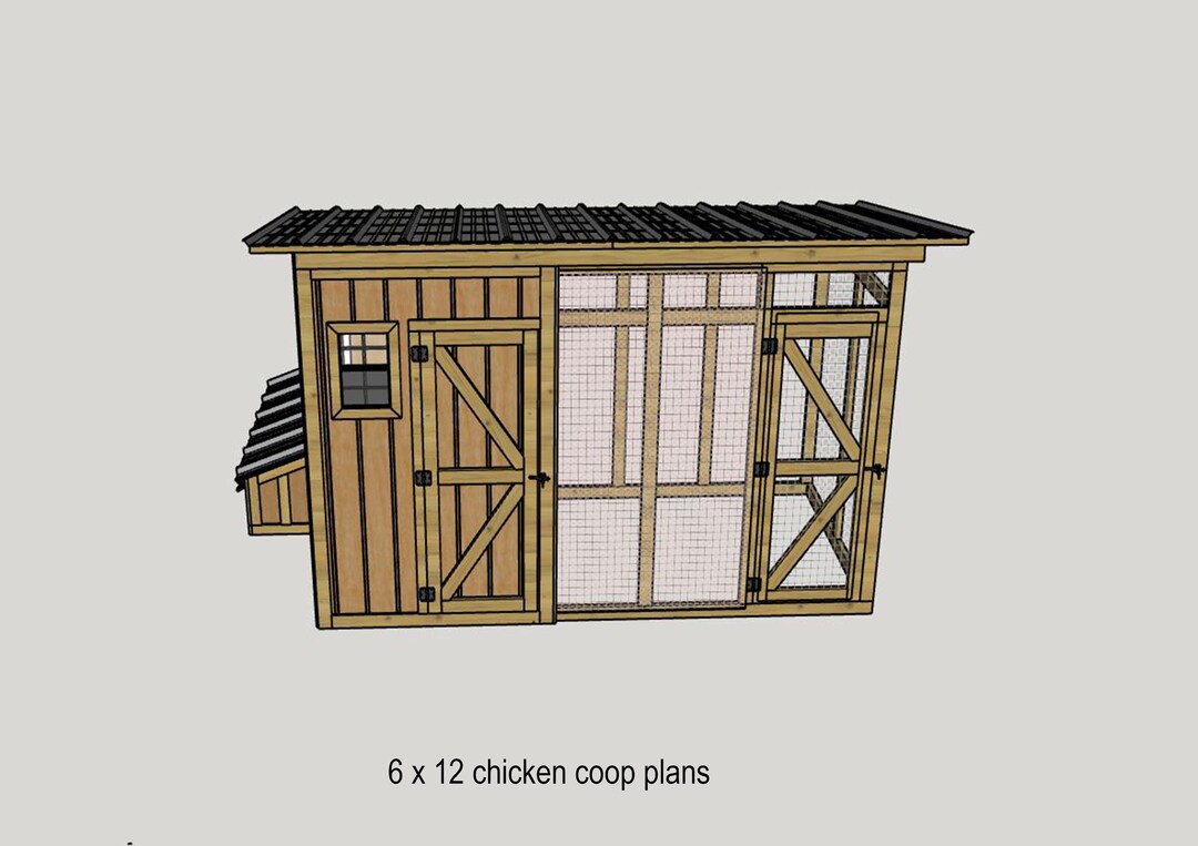 Plans de poulailler 6x12 - Plans de poulailler DIY avec enclos - Plans ...