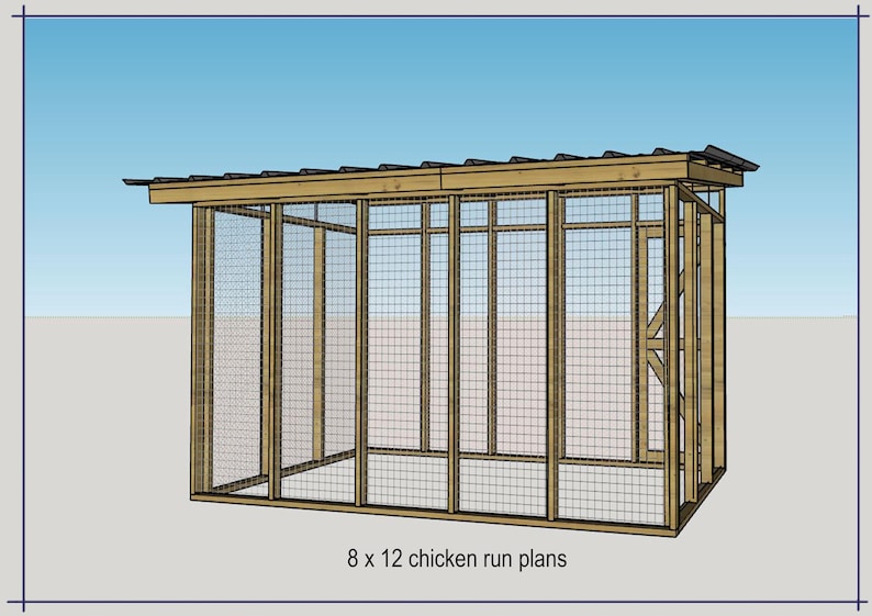 DIY Chicken Run Plans 8x12: PDF Download for 15 Chickens - Etsy