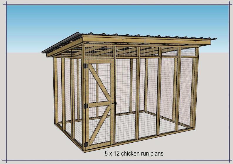 DIY Chicken Run Plans 8x12: PDF Download for 15 Chickens - Etsy