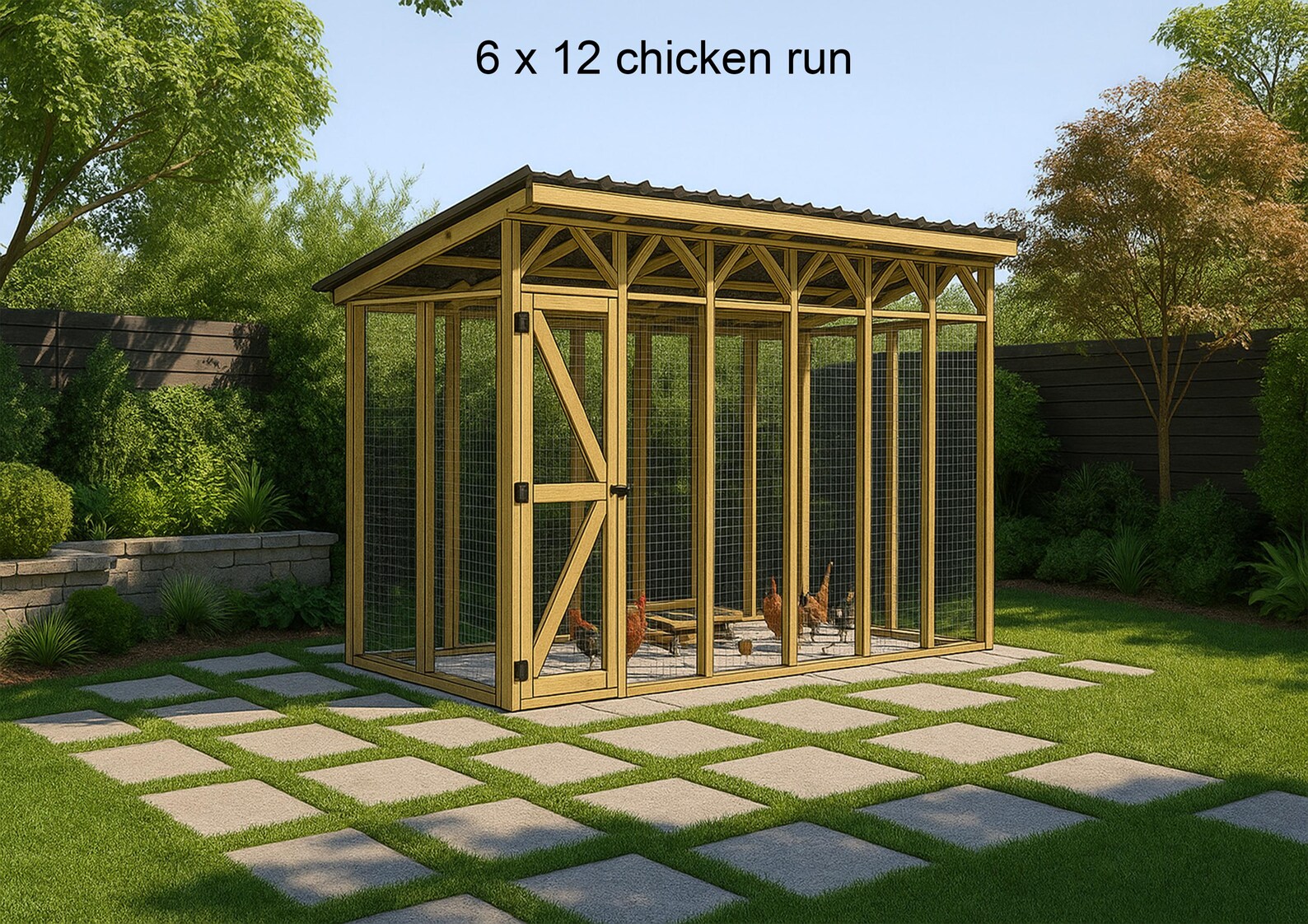 DIY Chicken Run Plans 6x12 for 10 Chickens Plans Chicken Run Chicken Pen Plans PDF Download ...