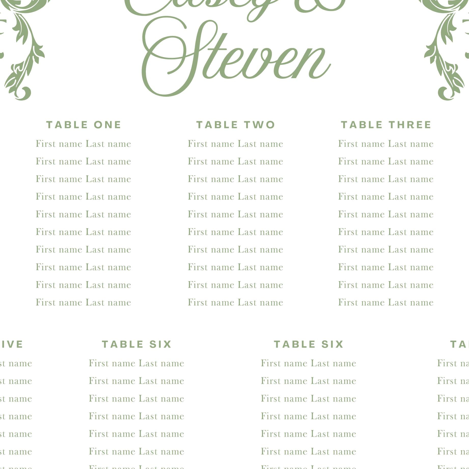 Editable Fairytale Modern Vertical Seating Chart | Editable Canva ...