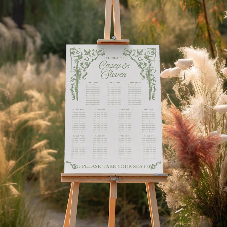 Editable Fairytale Modern Vertical Seating Chart | Editable Canva ...