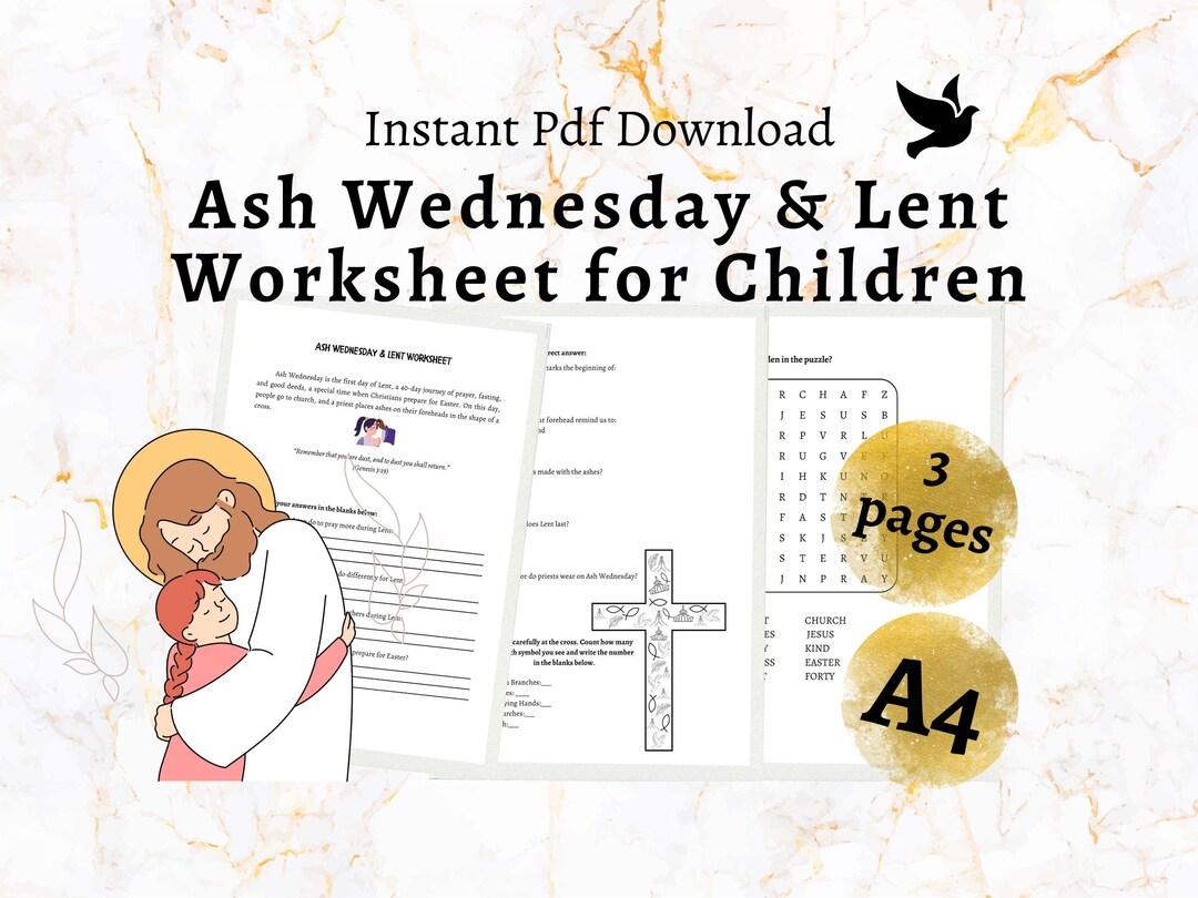 Catholic Children's Ash Wednesday & Lent Worksheet, Faith-based ...