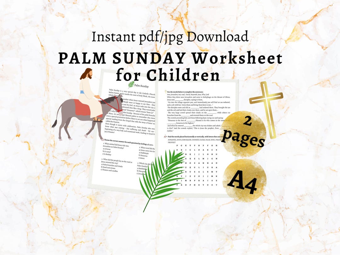 Palm Sunday Worksheet for Catholic Children, Faith-based Printable for ...