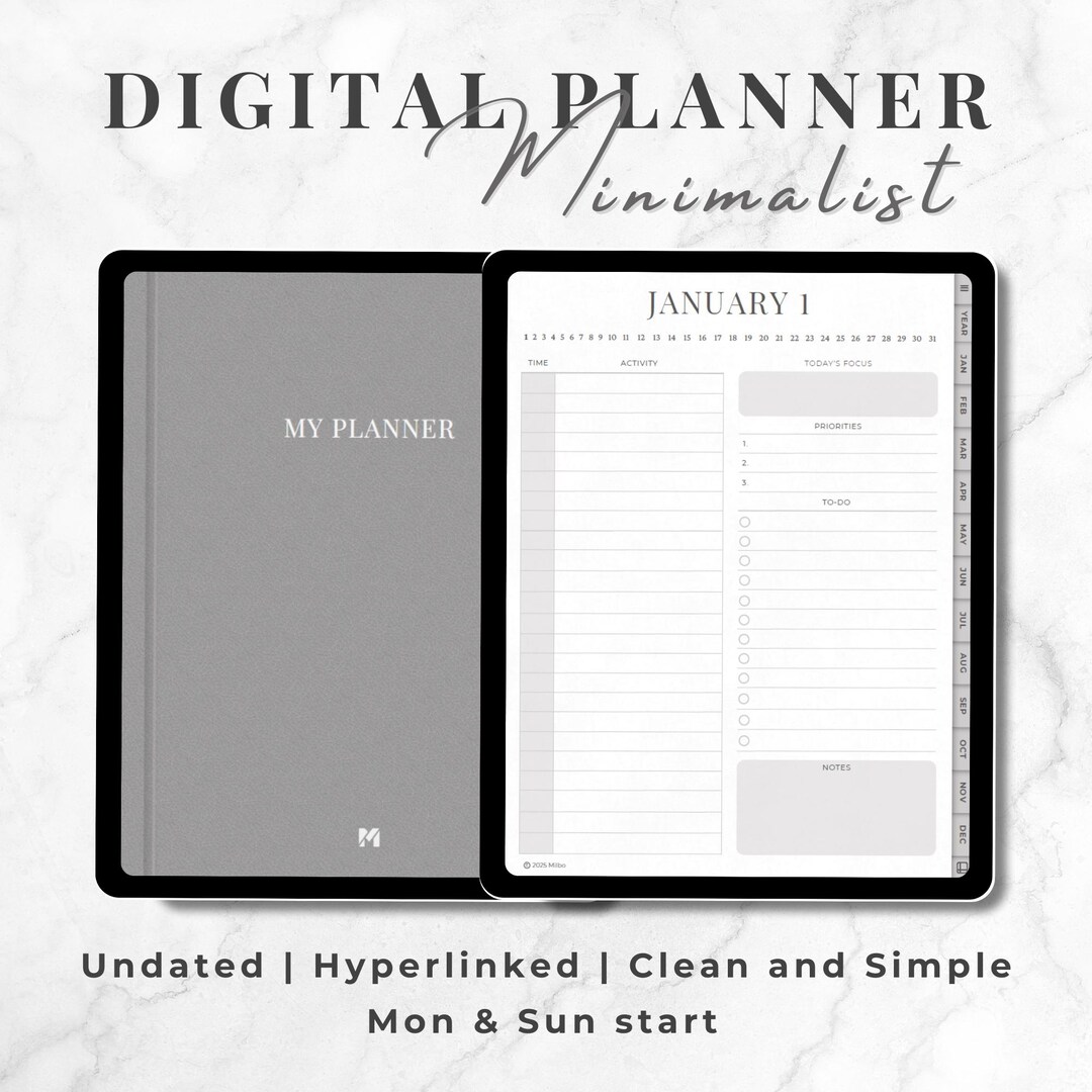 Minimalist Digital Planner for Goodnotes Notability – Hyperlinked ...