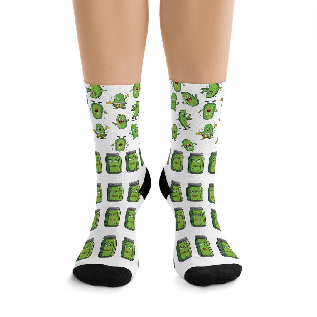 Behind the Seams Pickle Party Socks Fun Unisex Recycled Poly Socks, Eco ...