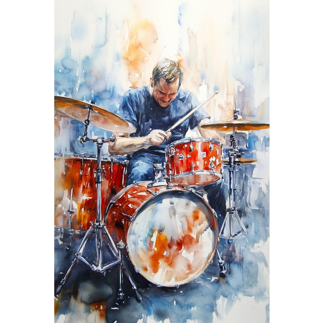 Drummer Poster - Colorful Illustration, Elegant Gift for a Drummer ...