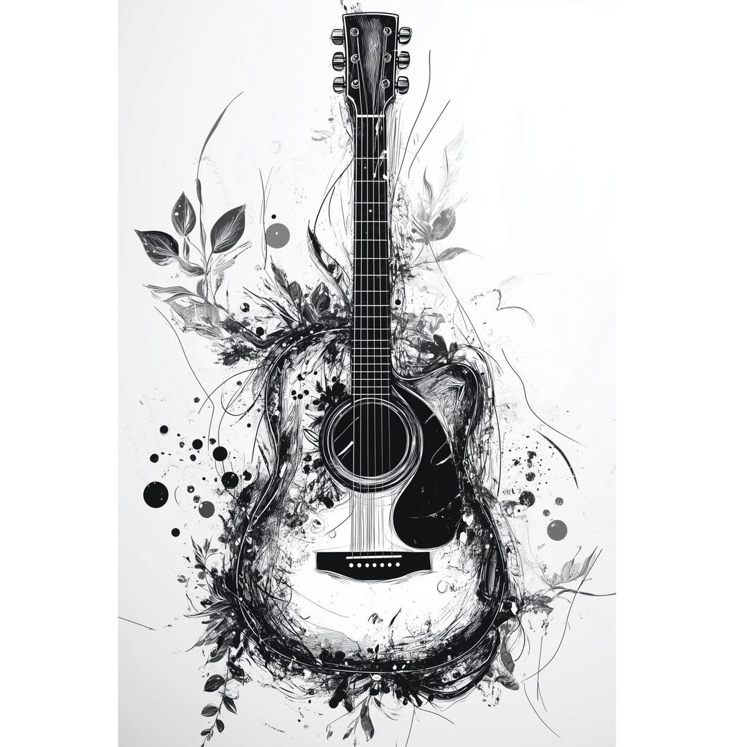 Acoustic Guitar Poster - Graphic Decoration for a Musician, Gift for a ...