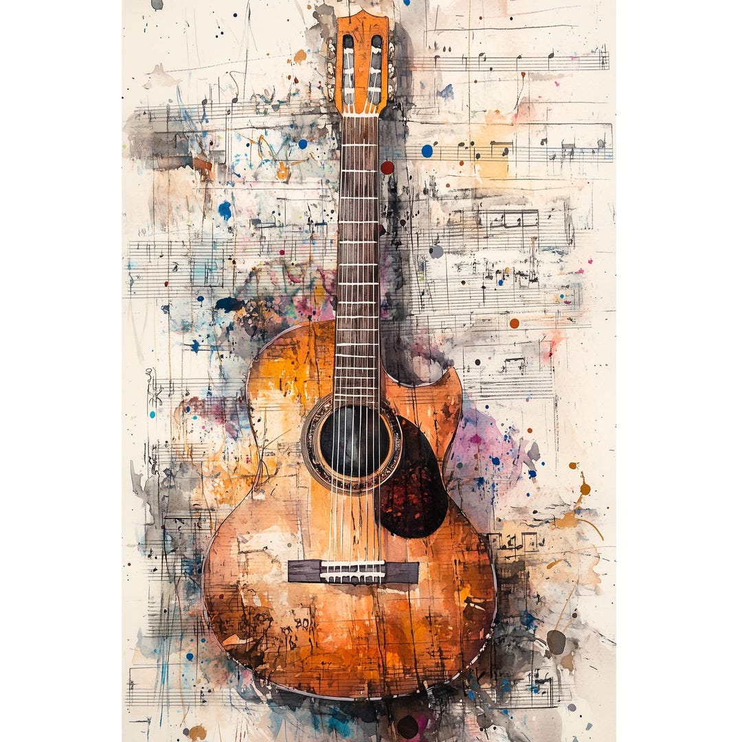 Acoustic Guitar Poster - Graphic Decoration for a Musician, Gift for a ...