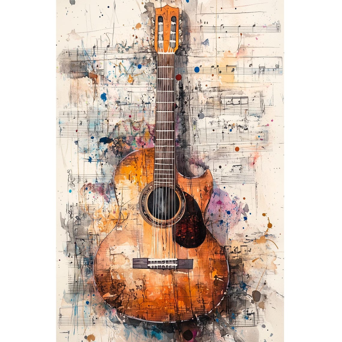 Acoustic Guitar Poster - Graphic Decoration for a Musician, Gift for a ...