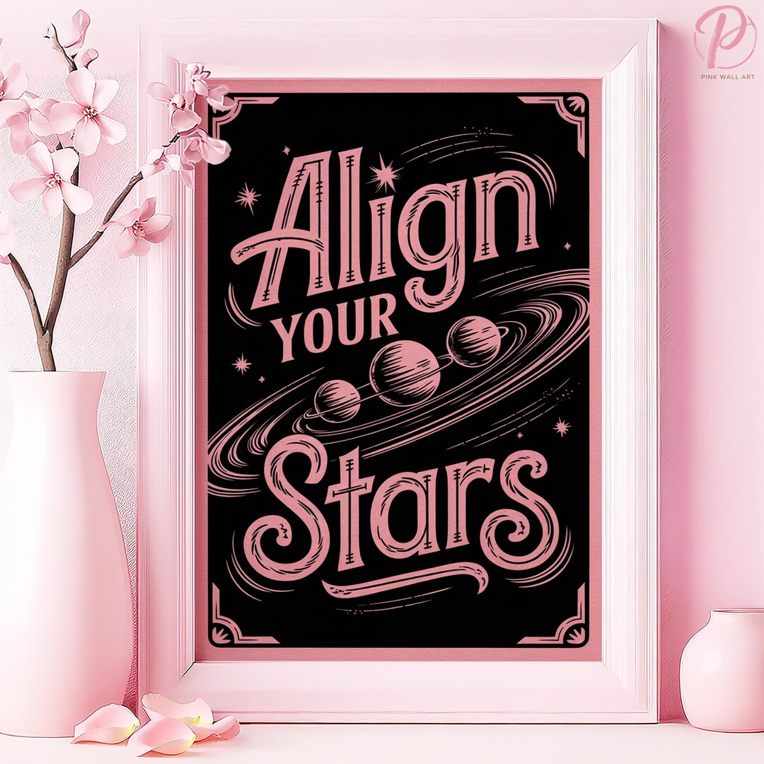 Align Your Stars Art Poster or Canvas Wall Art for Modern Living Room Retro Space Typography ...