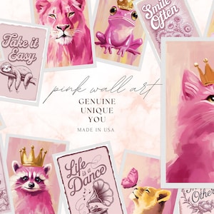 Royal Pink Cat Crown Art Poster or Canvas Wall Art Glam Bedroom ...