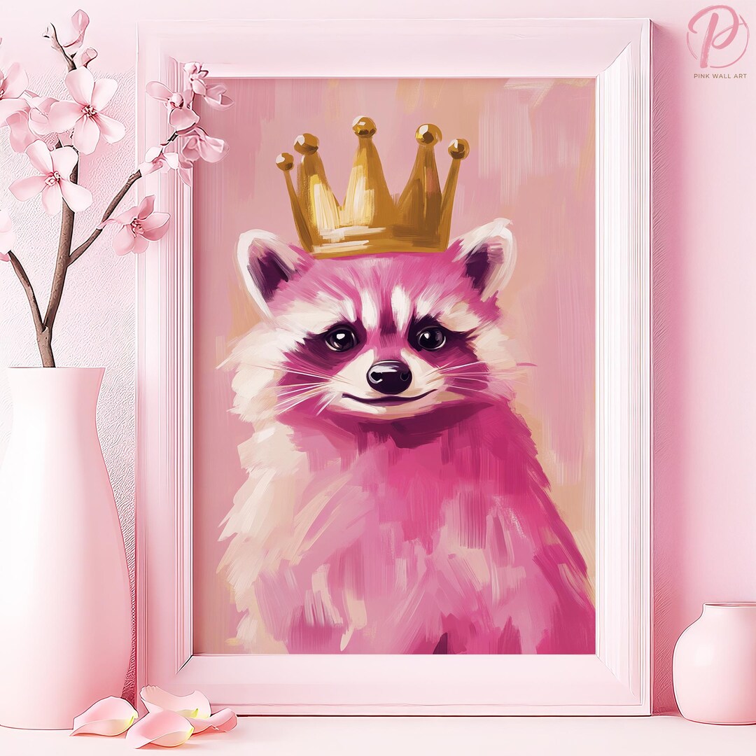 Royal Raccoon Crown Princess Art Poster or Canvas Wall Art for ...