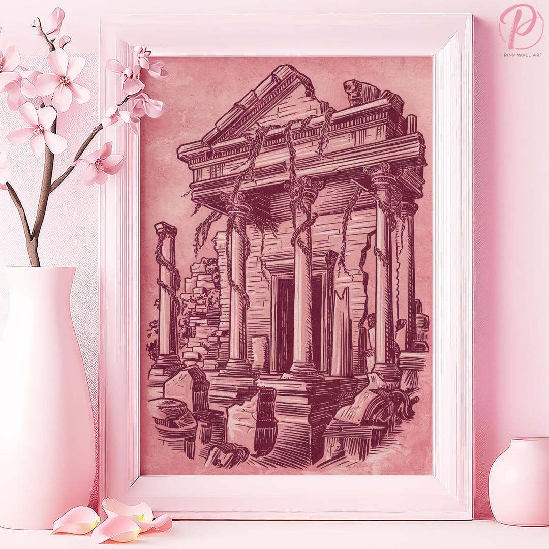 Ancient Temple Ruins Art Poster or Canvas Wall Art for Gothic Library ...