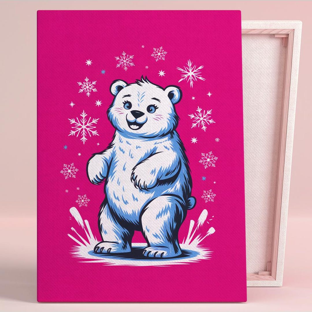 Playful Polar Bear Winter Wonderland Art Poster or Canvas Wall Art for ...