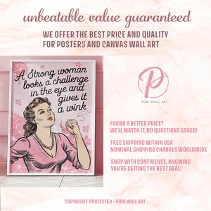 Strong Woman Challenge Wink Art Poster or Canvas Wall Art Glam Bedroom ...