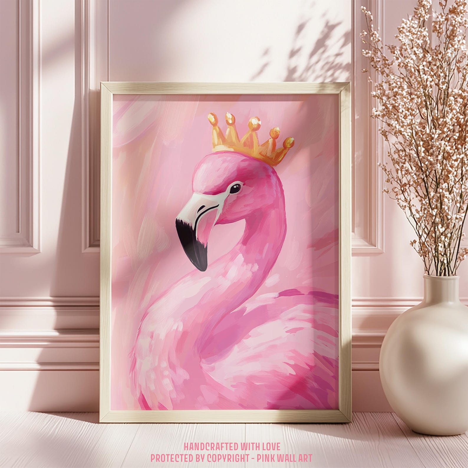 Royal Flamingo Queen Art Poster or Canvas Wall Art for Glam Bedroom ...