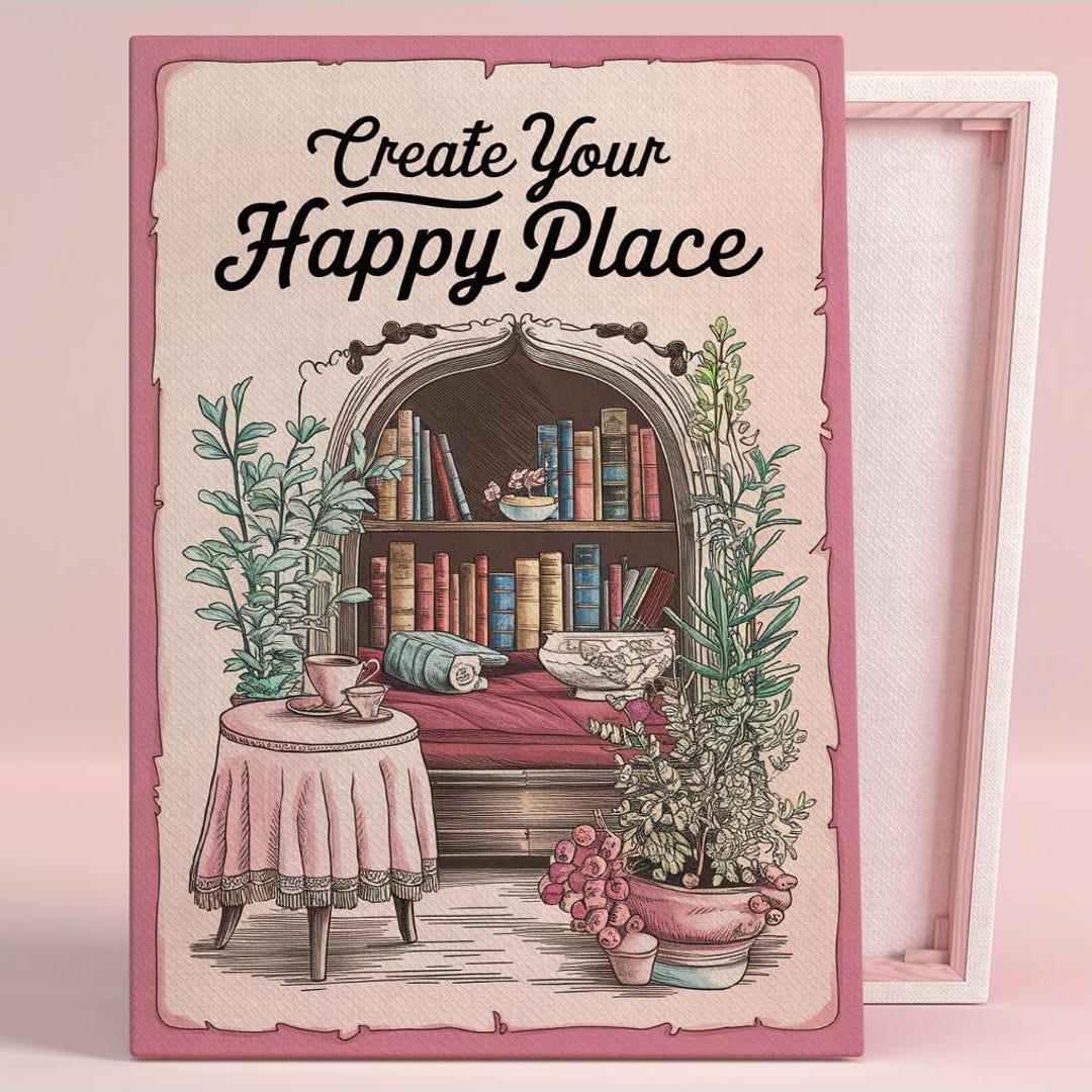 Create Your Happy Place Art Poster or Canvas Wall Art for Shabby Chic ...