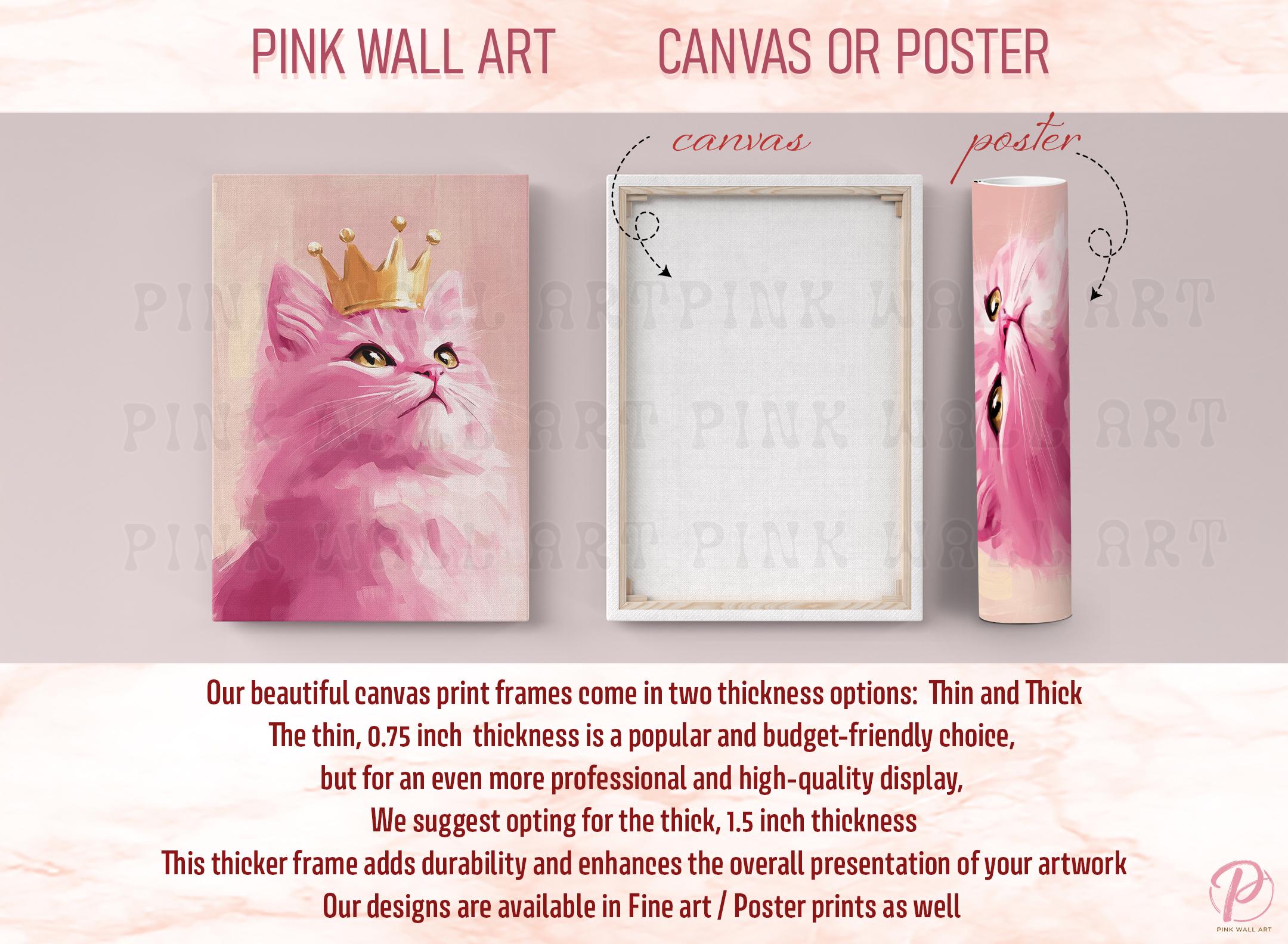 Royal Pink Cat Crown Art Poster or Canvas Wall Art Glam Bedroom ...