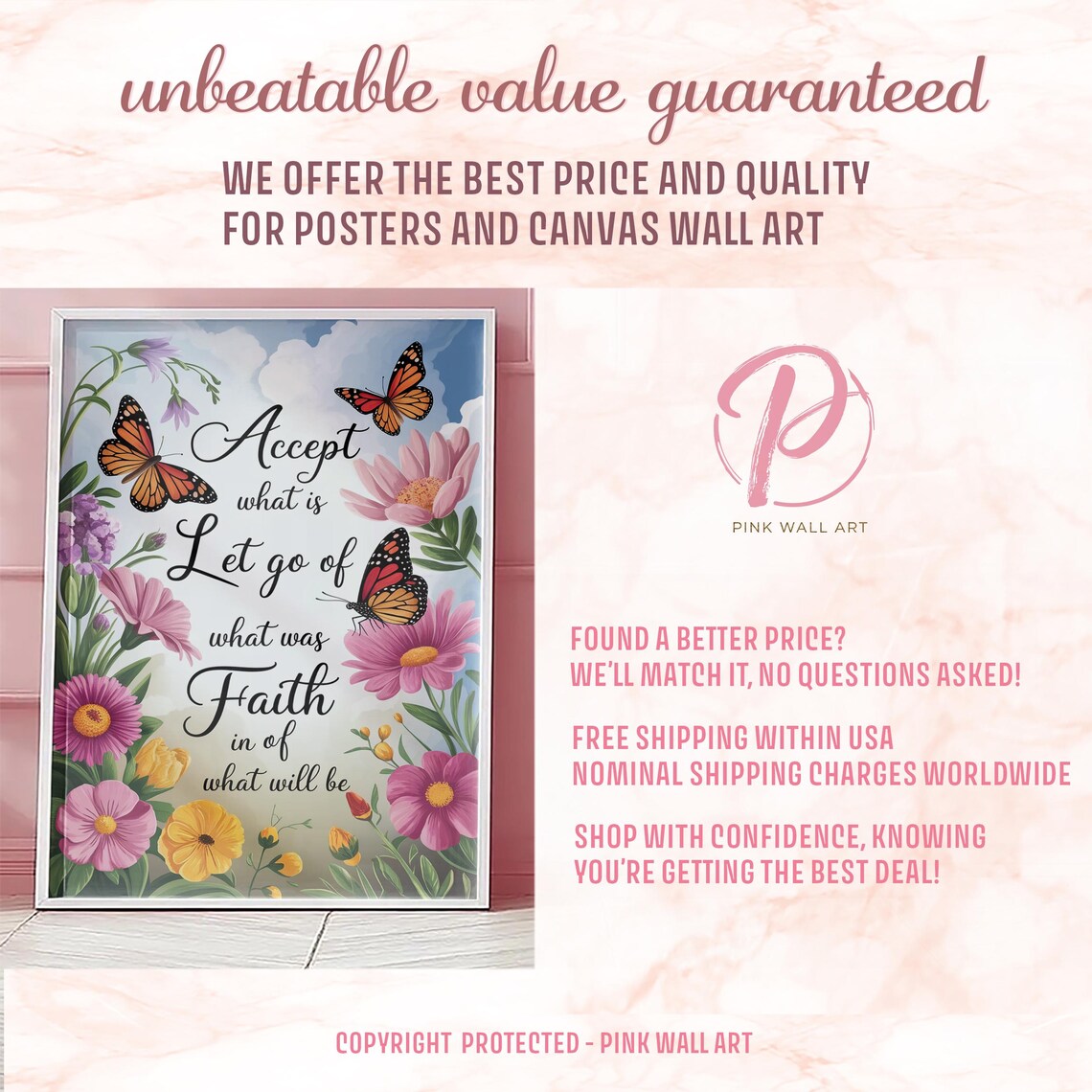Accept What Is, Let Go, Have Faith Art Poster or Canvas Wall Art ...