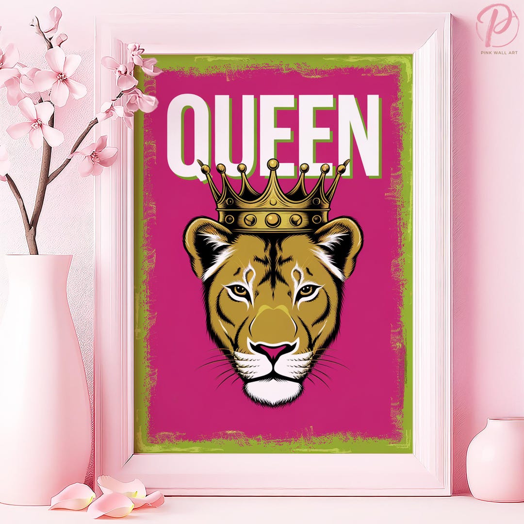 Queen Lioness Crown Art Poster or Canvas Wall Art Glam Living Room Pop ...