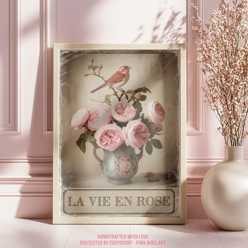 La Vie En Rose Art Poster or Canvas Wall Art French Country Living Room ...