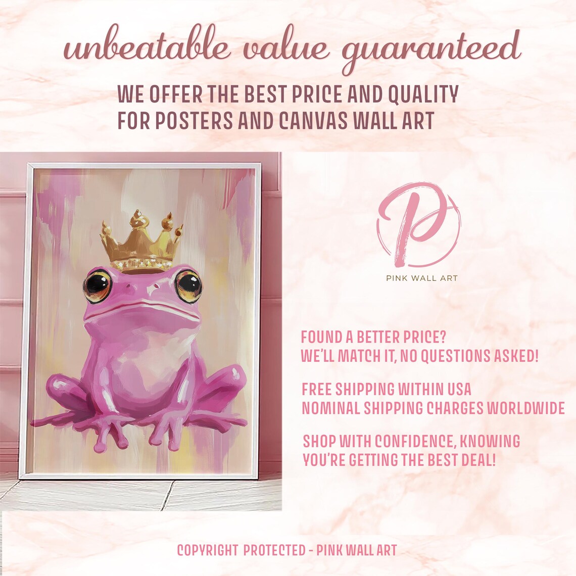 Royal Frog Princess Art Poster or Canvas Wall Art for Modern Children's ...